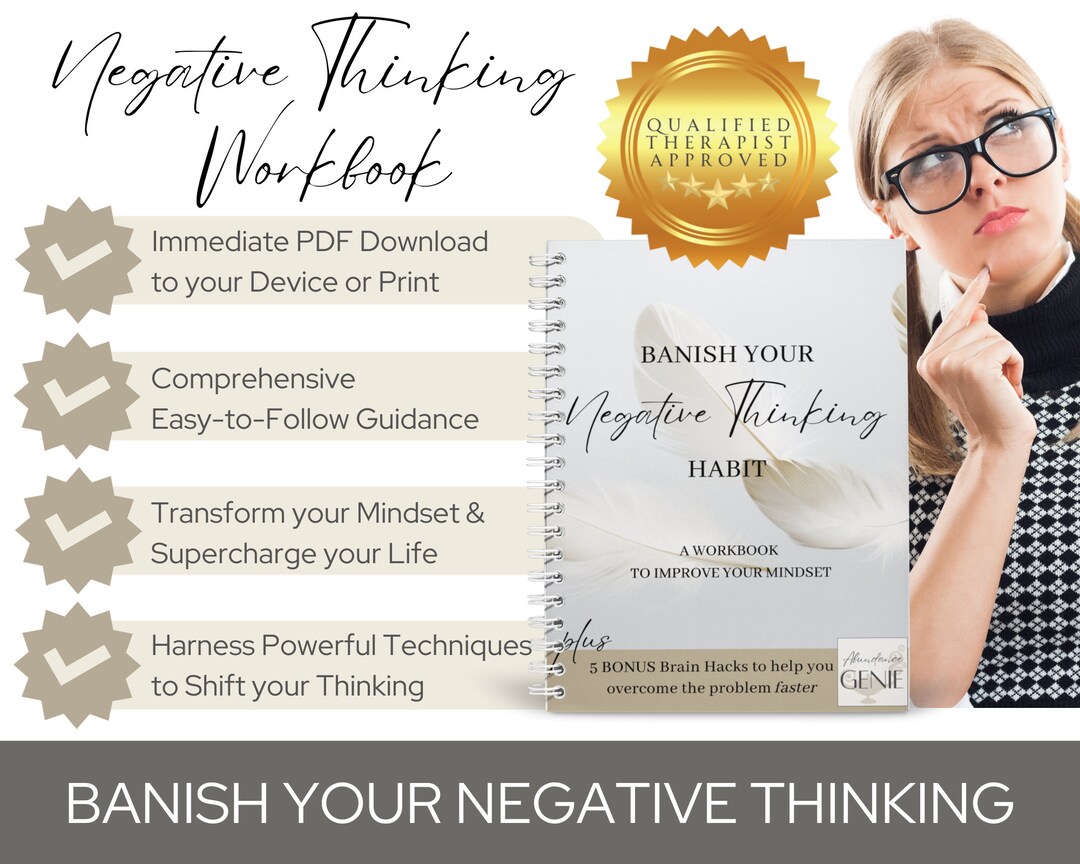 Negative Thoughts Mental Health Workbook for Challenging Negative ...