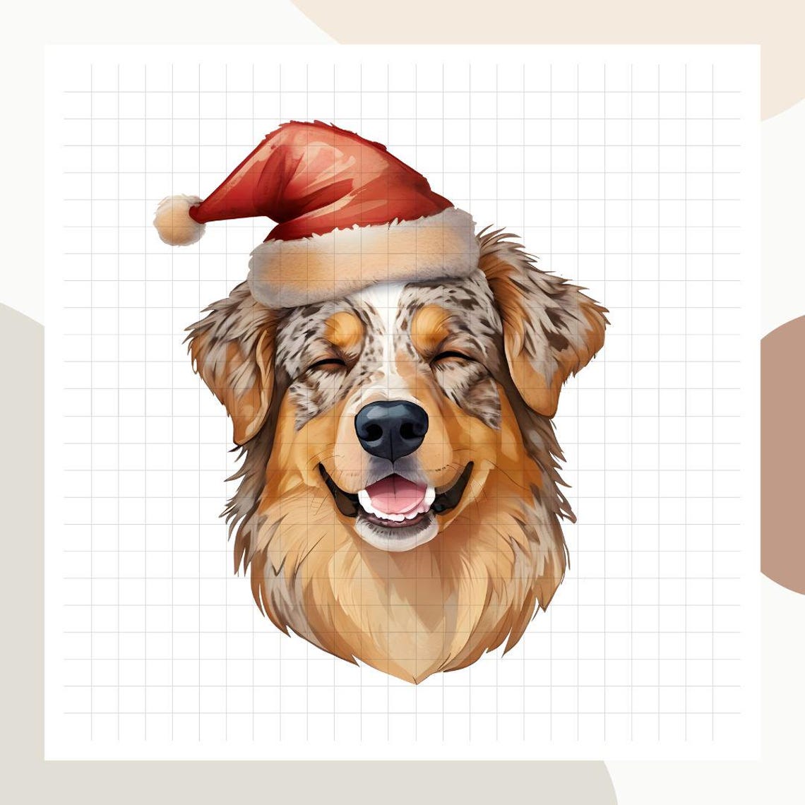 Aussie Shepherd in Santa Hat PNG - Holiday Dog Digital Download - Etsy
