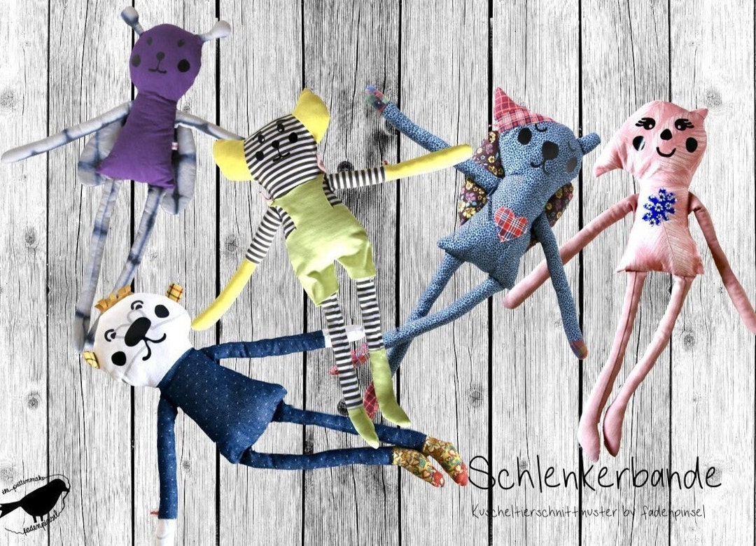 Dangling Toy/cuddly Toy Sewing Pattern With 5 Different Bodies and Face ...