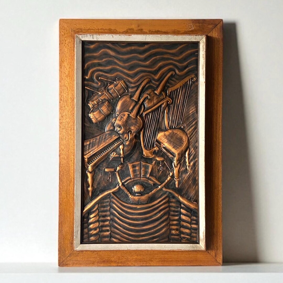 Copper Wall Plaque - Musical Instruments - Signed - Musical - Okest ...