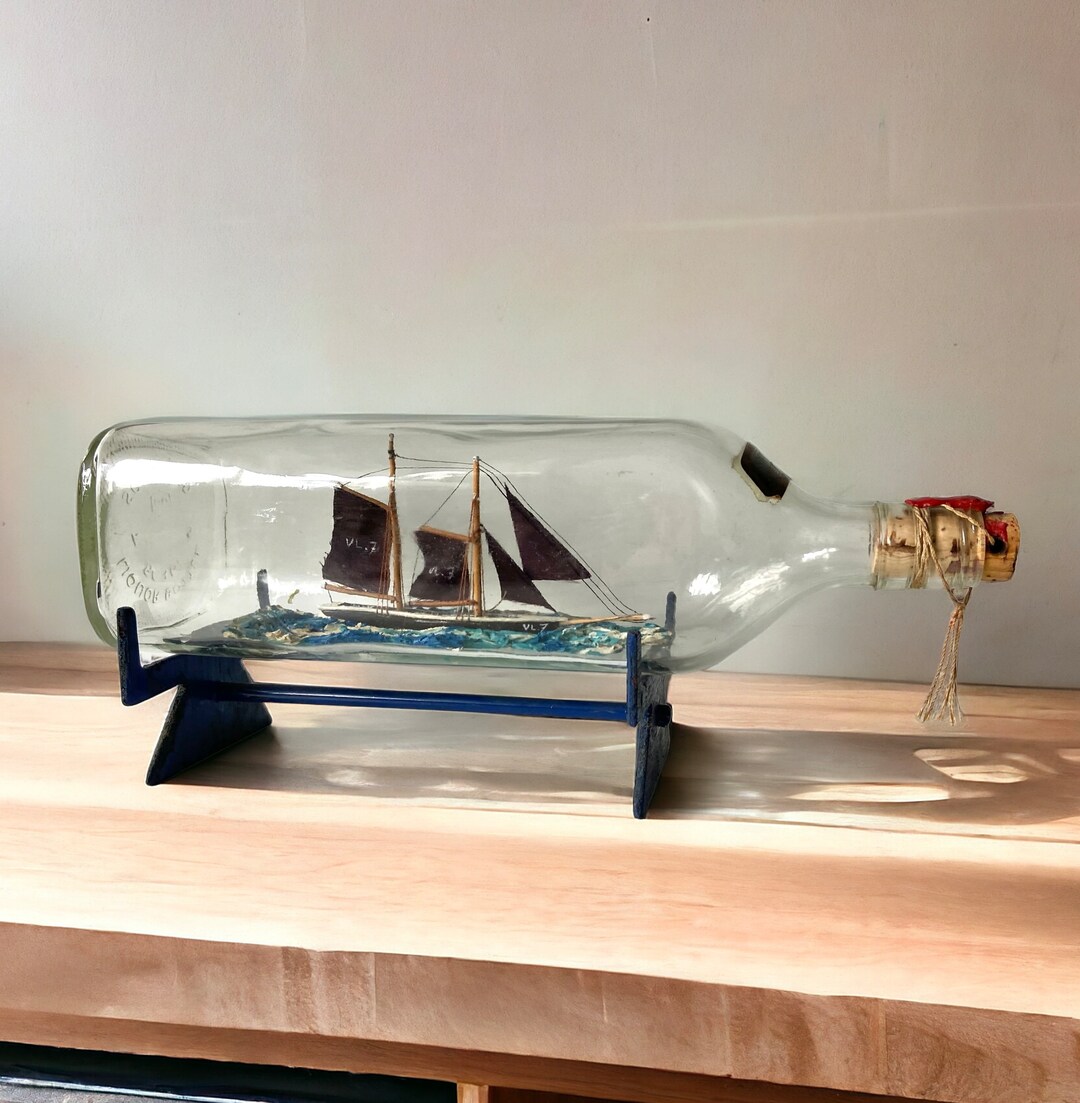 Ship in the Bottle - Empty Johnnie Walker Black Label Bottle - Nautical ...
