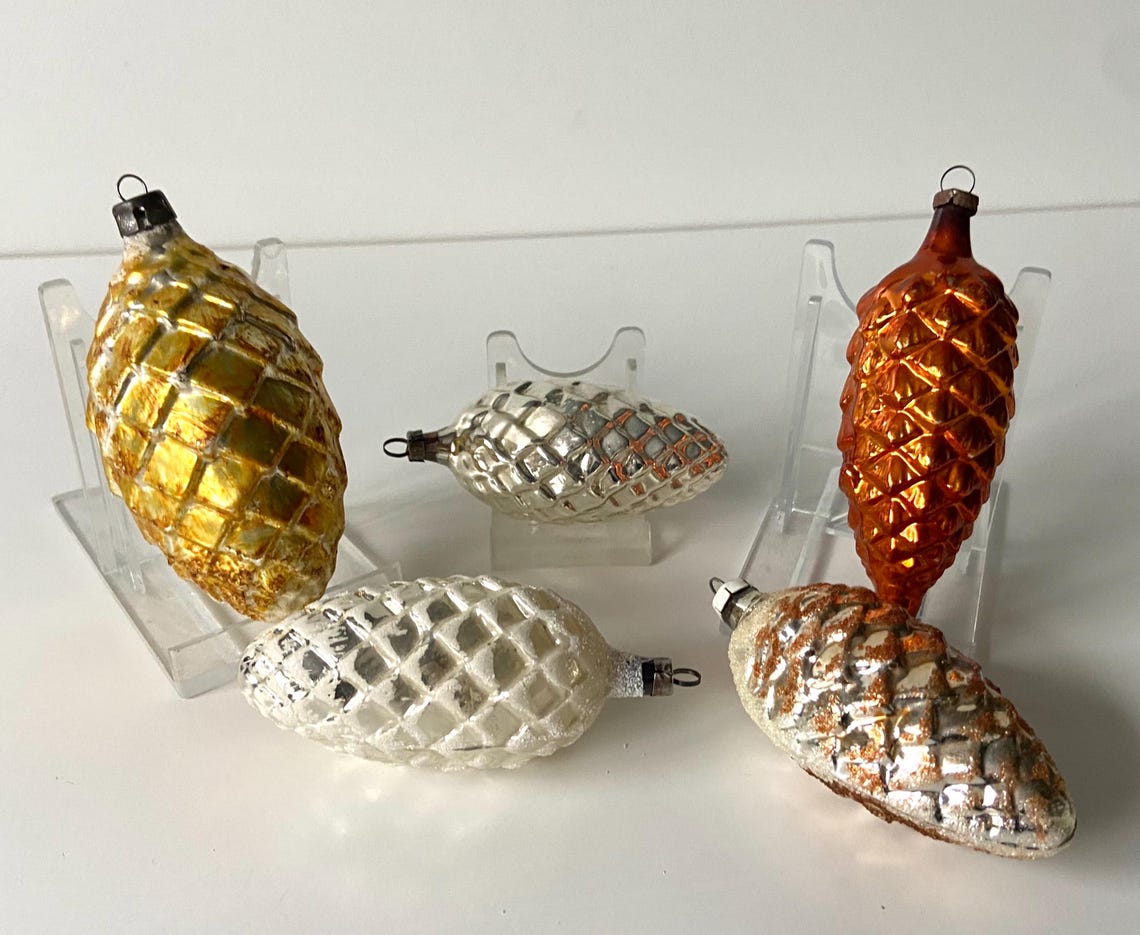 Vintage Christmas Balls - Pine Cones - 20th Century - Germany - Old ...
