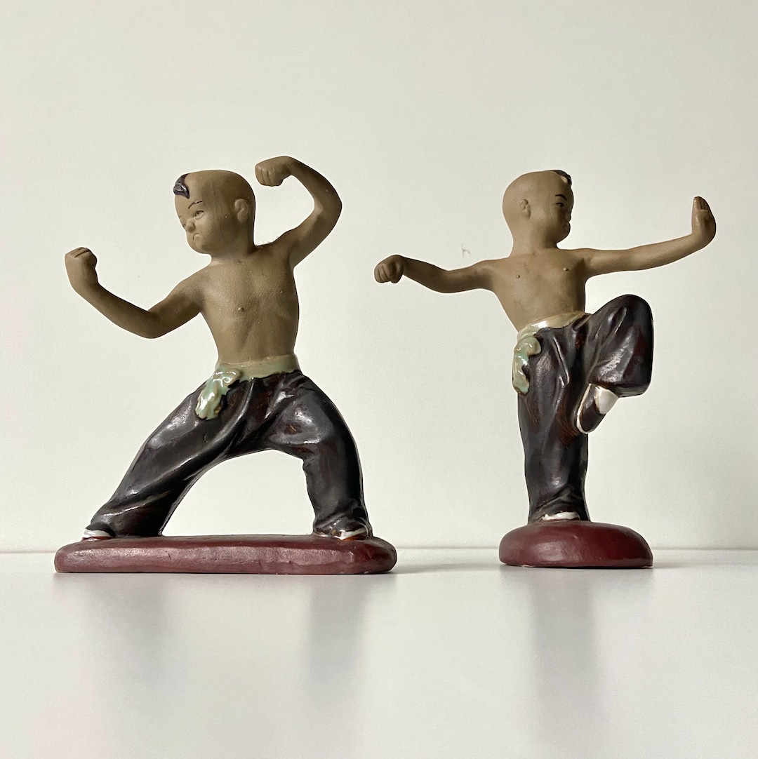 Two Shiwan Karate Figures Karate Kids Kid Chinese Pottery Figurines ...