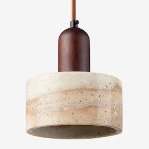 Modern Natural Stone and Wood Pendant Light, Chandelier Droplight, Home ...