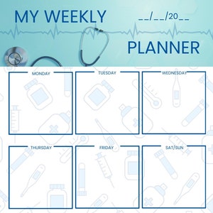 Weekly Planner Printable for Nurses & Medical Students | Healthcare ...