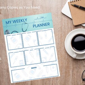 Weekly Planner Printable for Nurses & Medical Students | Healthcare ...