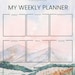 Digital Weekly Planner Template Printable PDF: Simple Mountain ...