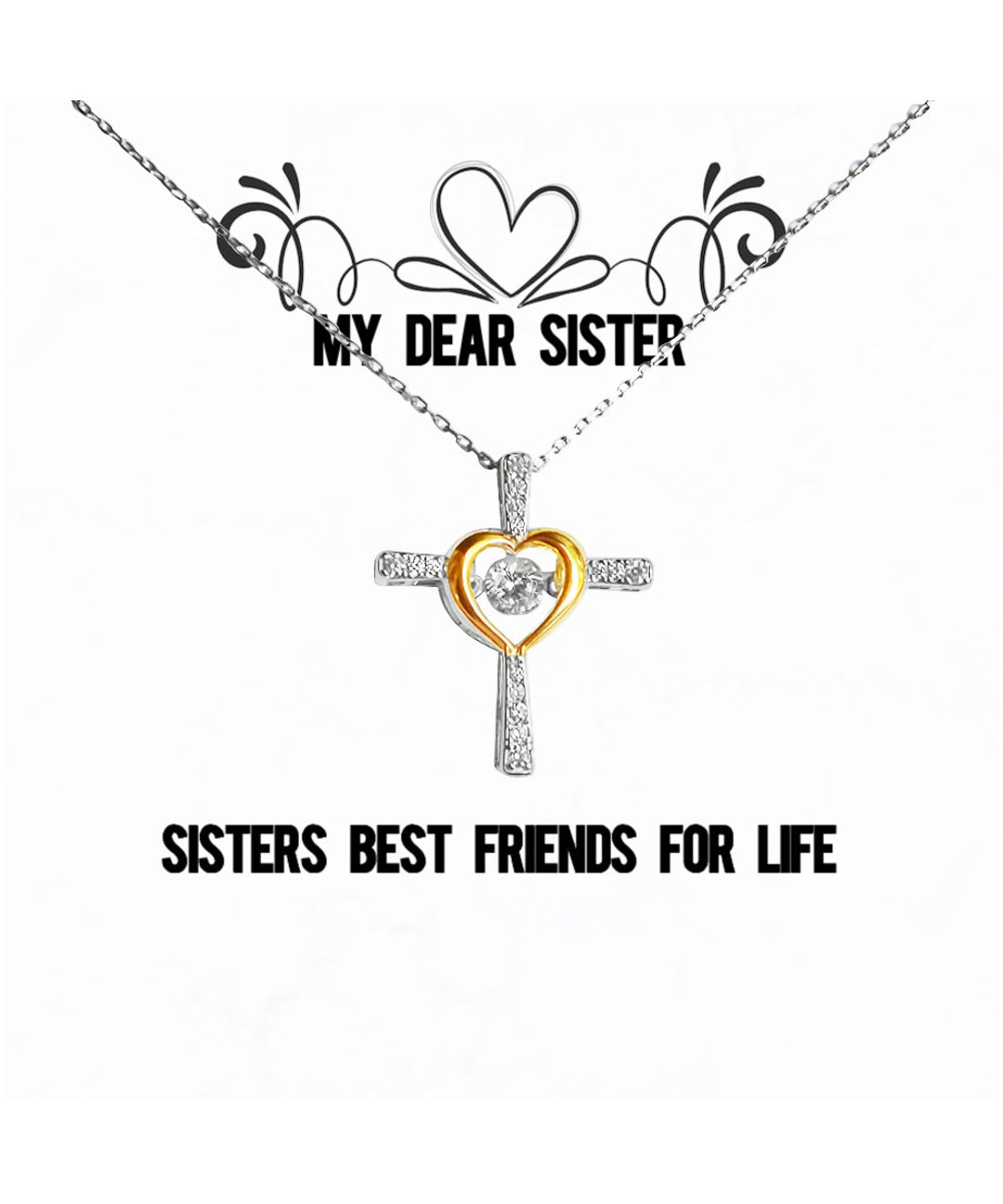 Sisters Best Friends for Life Cross Dancing Necklace Sister - Etsy