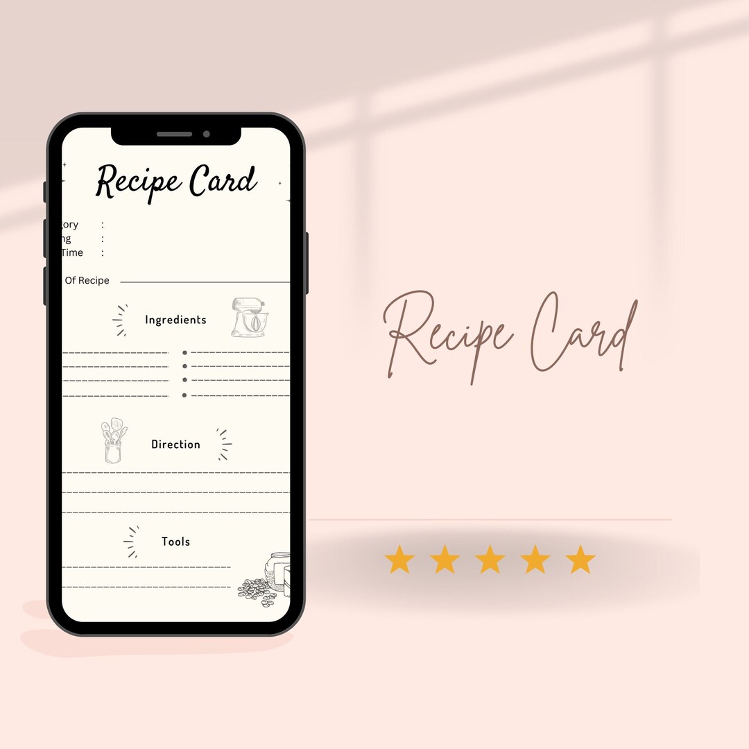 Recipe Card Recipe Printable Recipe Collection Easy Recipe - Etsy