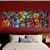 Large Canvas Painting of Big Fish, Wall Art Modern Design Colorful Carp ...