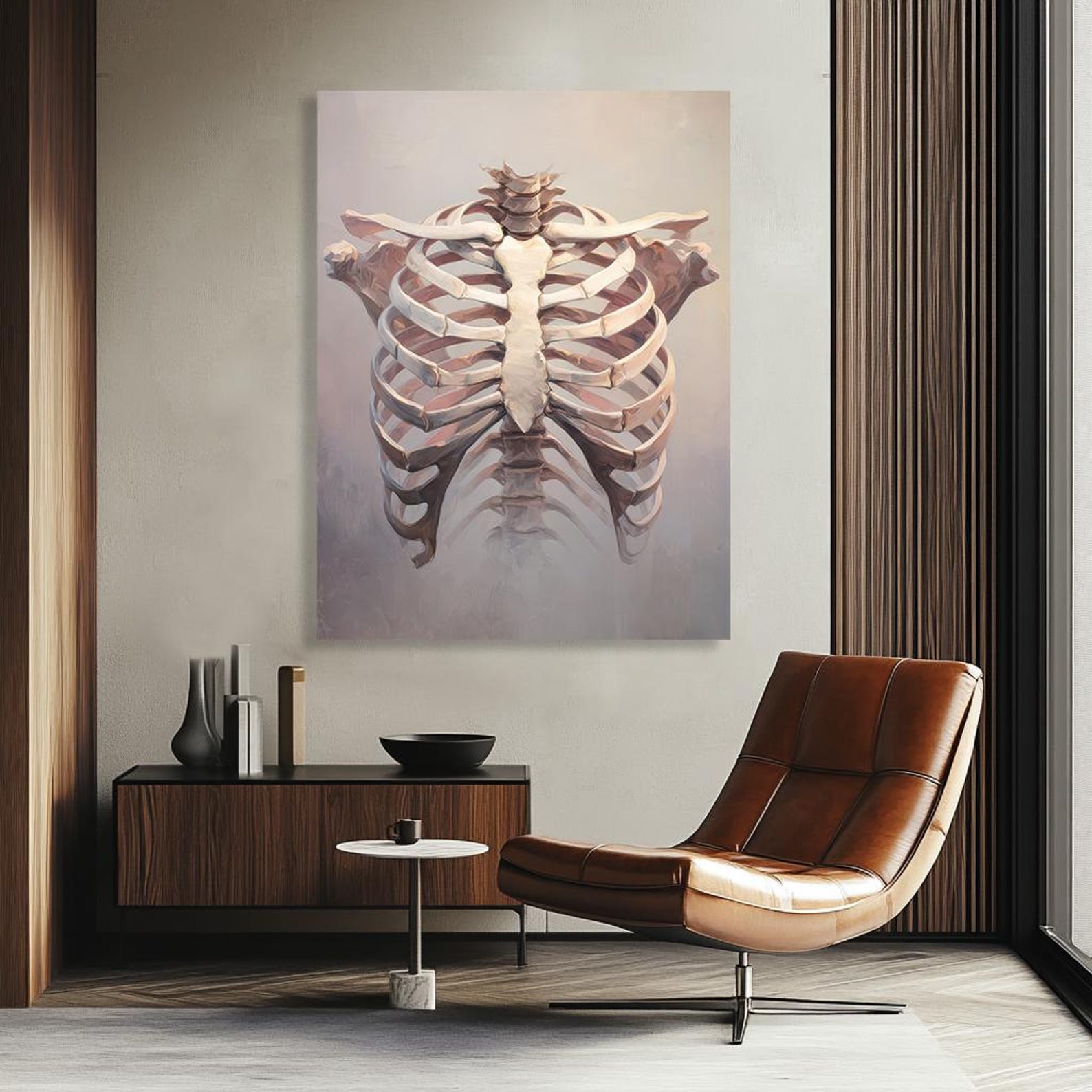 Rib Cage Anatomy Canvas Print – Abstract Human Skeleton Wall Art ...