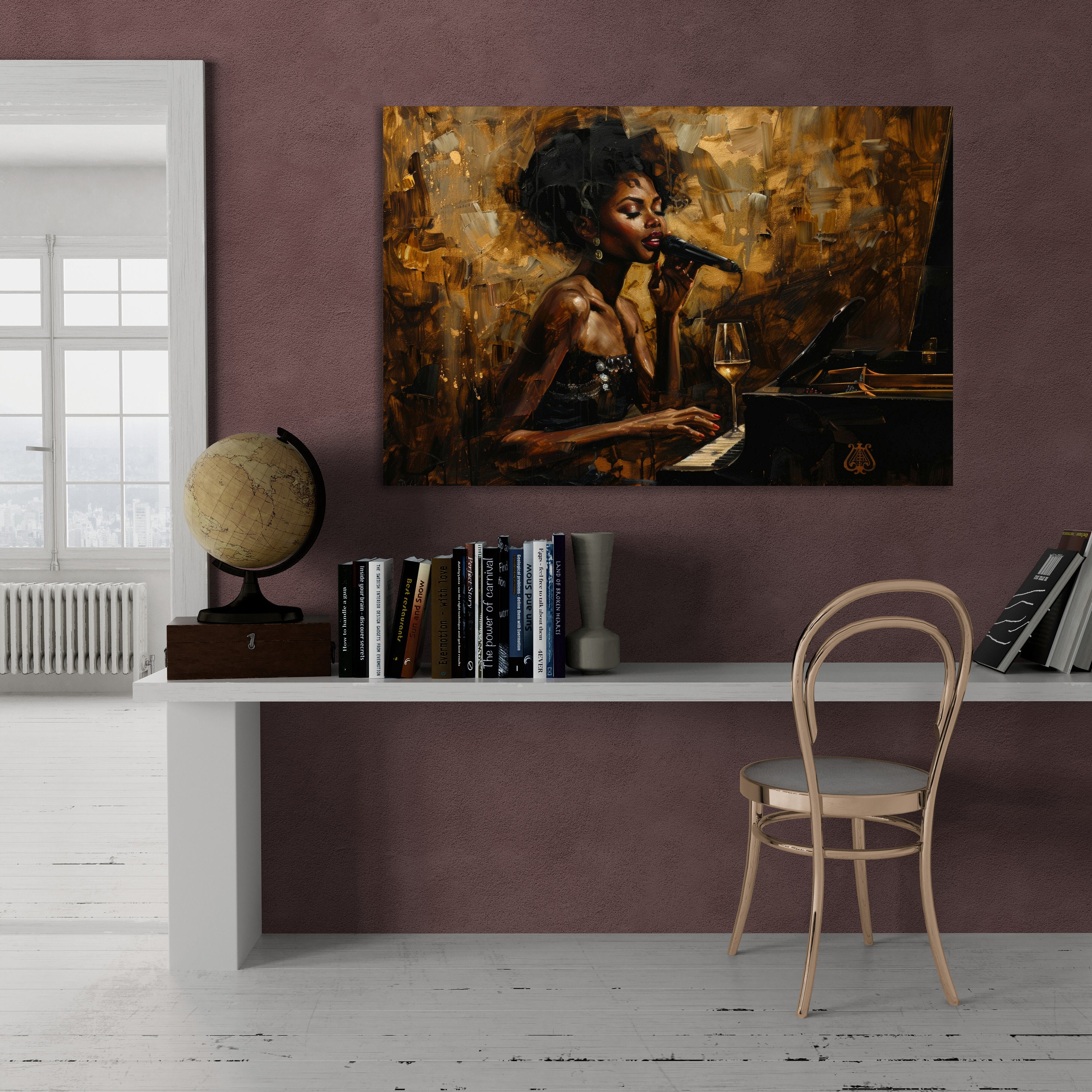 African Jazz Singer, Canvas Print. Black Woman Musician, Plays Piano ...