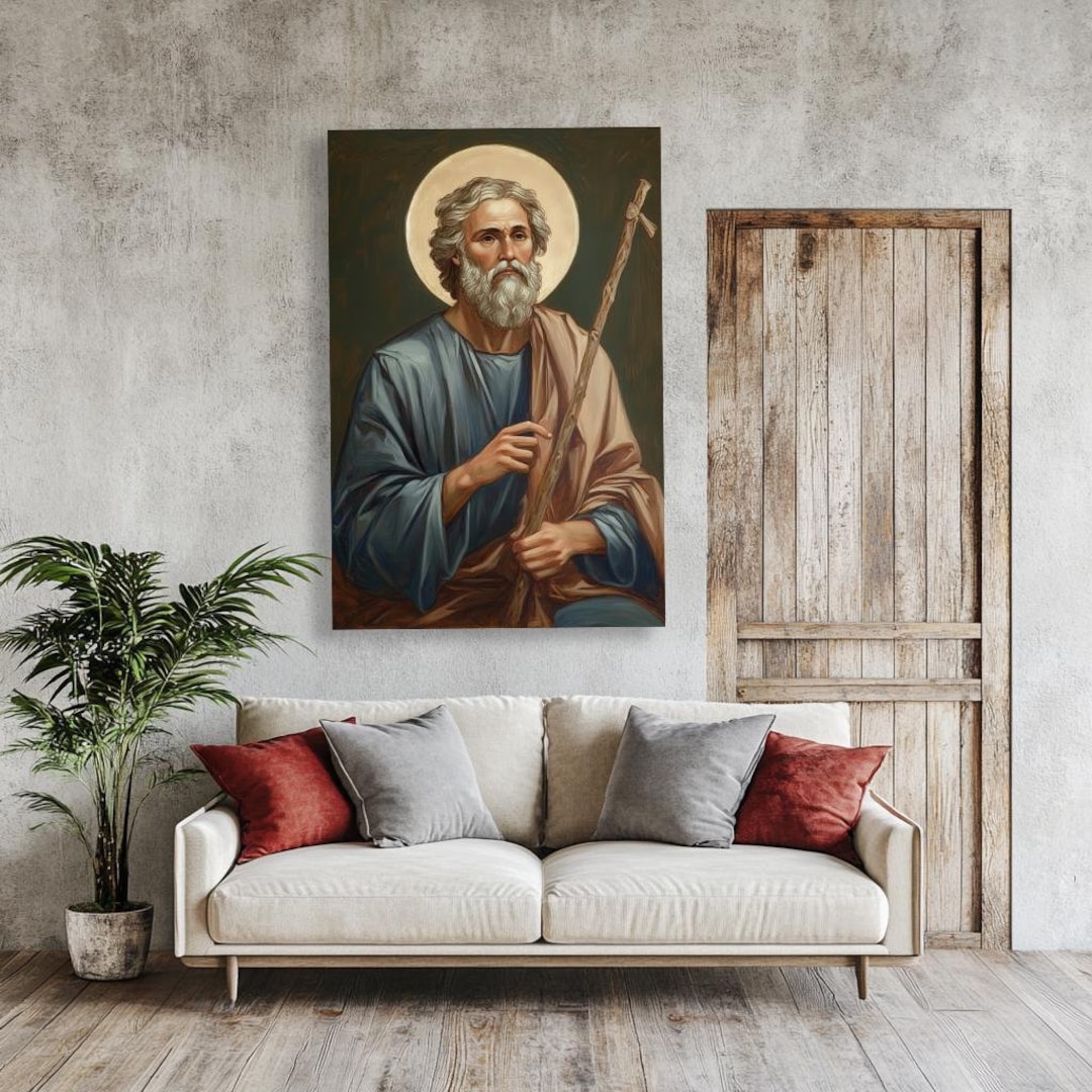 Apostle Andrew, Oil Painting. Iconographically, Saint, Holding Cross ...
