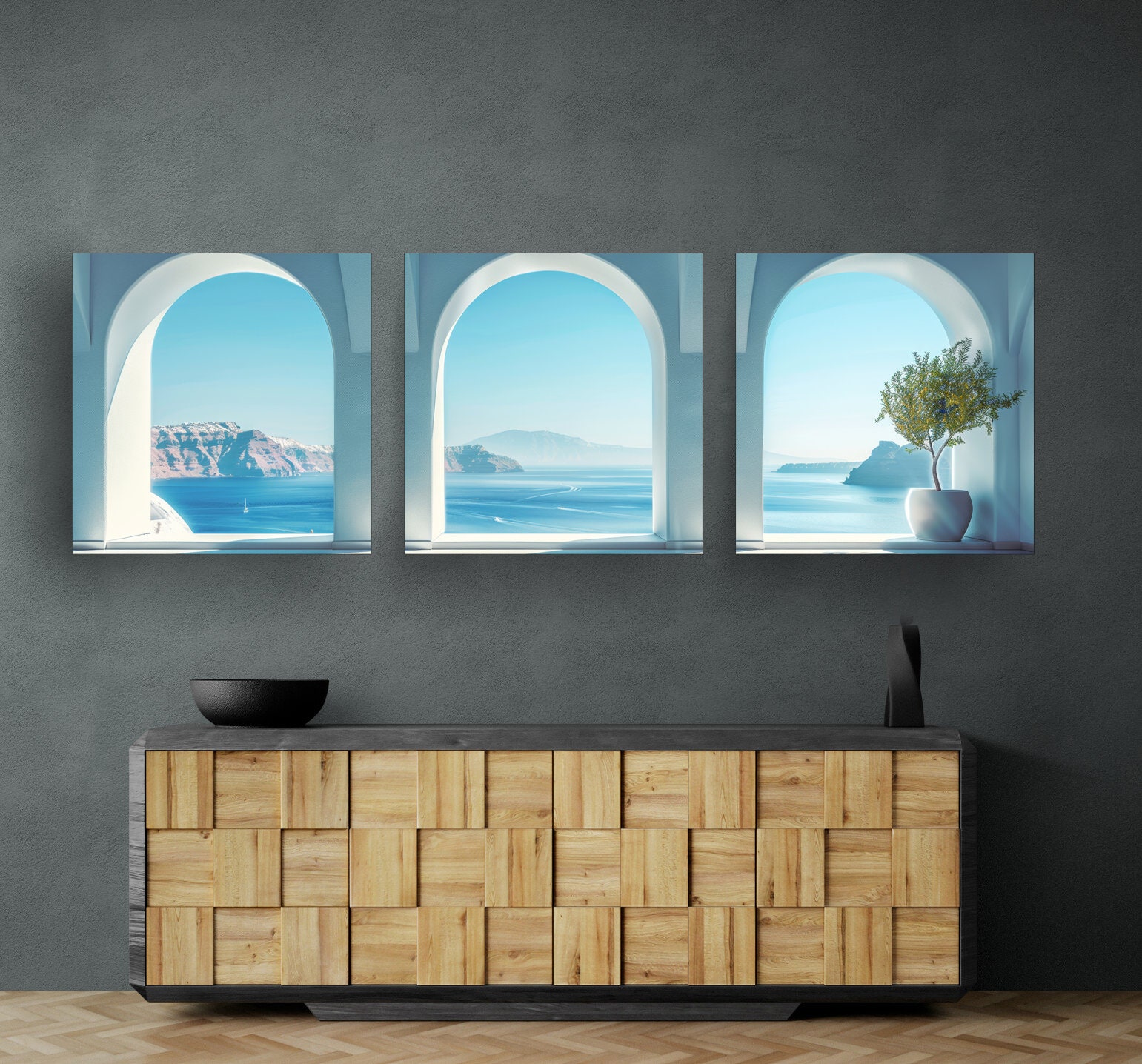 Arched Open Window Wall Art . Canvas Print With Scenic Sea View. Suny ...
