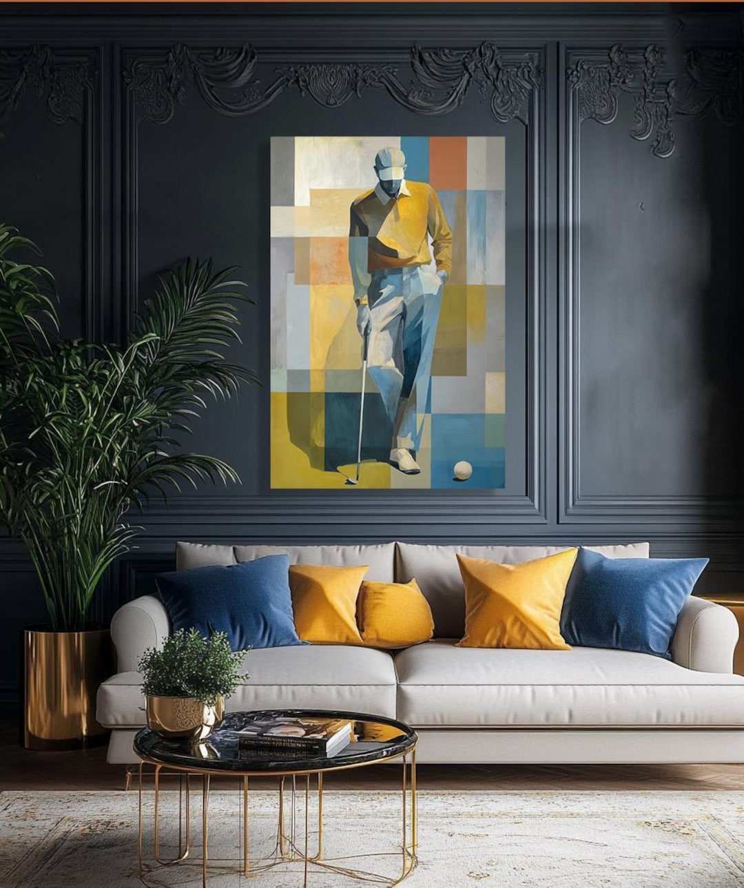 Abstract Golfer – Modern Geometric Sports Canvas Print - Etsy