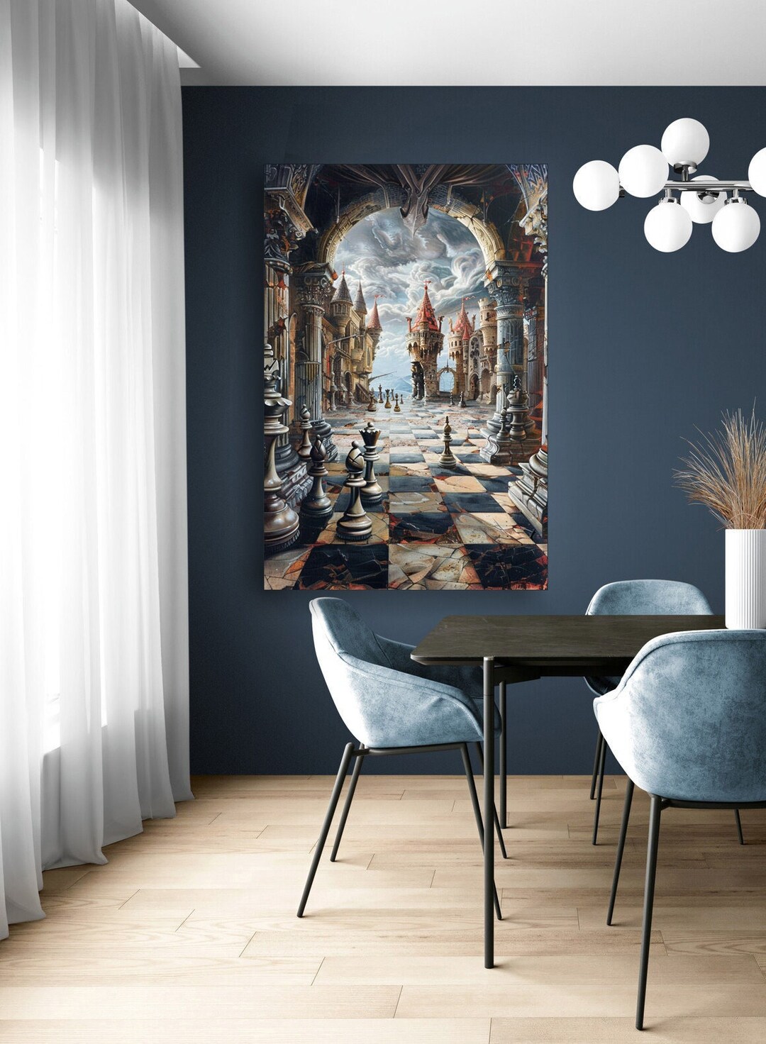 Surreal Paintings Game Chess Wall Art | Chess Fantasy World Large ...