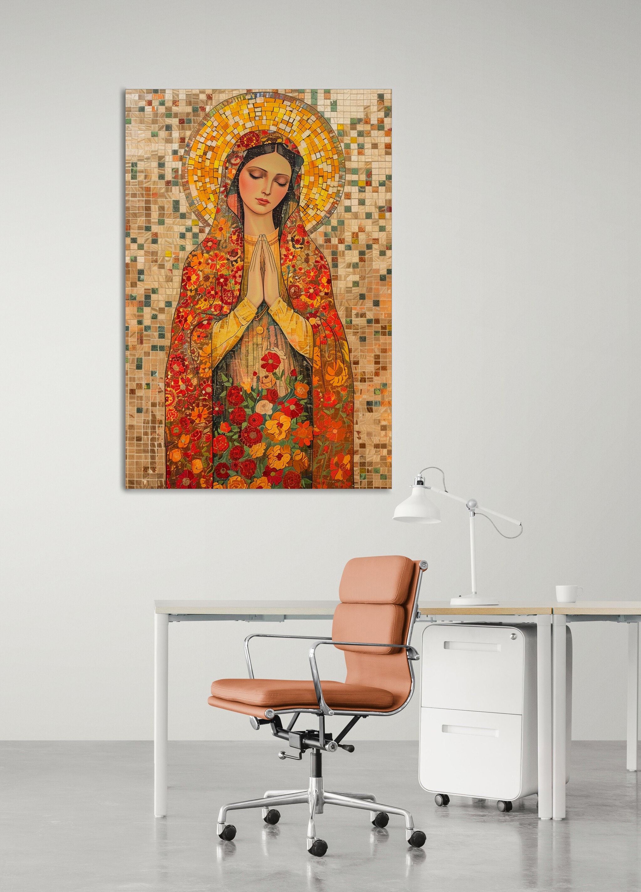 Blessed Virgin Mary Mosaiс Large Canvas | Christian Wall Decor | Poster ...