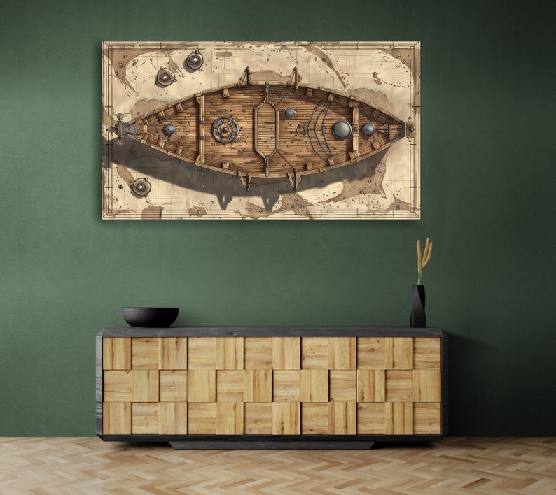 Boat Plan Design Poster. Scheme of Ship Drawing Canvas Print. Vintage ...