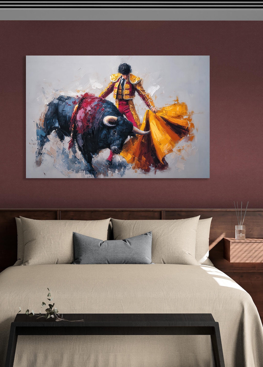 Abstract Matador and Bull Painting | Bold Spanish Bullfight Wall Art ...