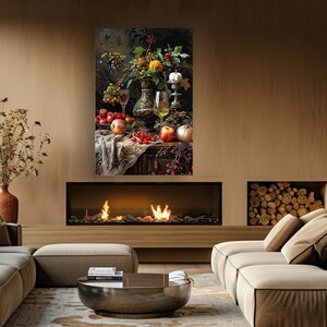Classic Still Life With Fruits, Vegetables, Dishes, Canvas Print ...