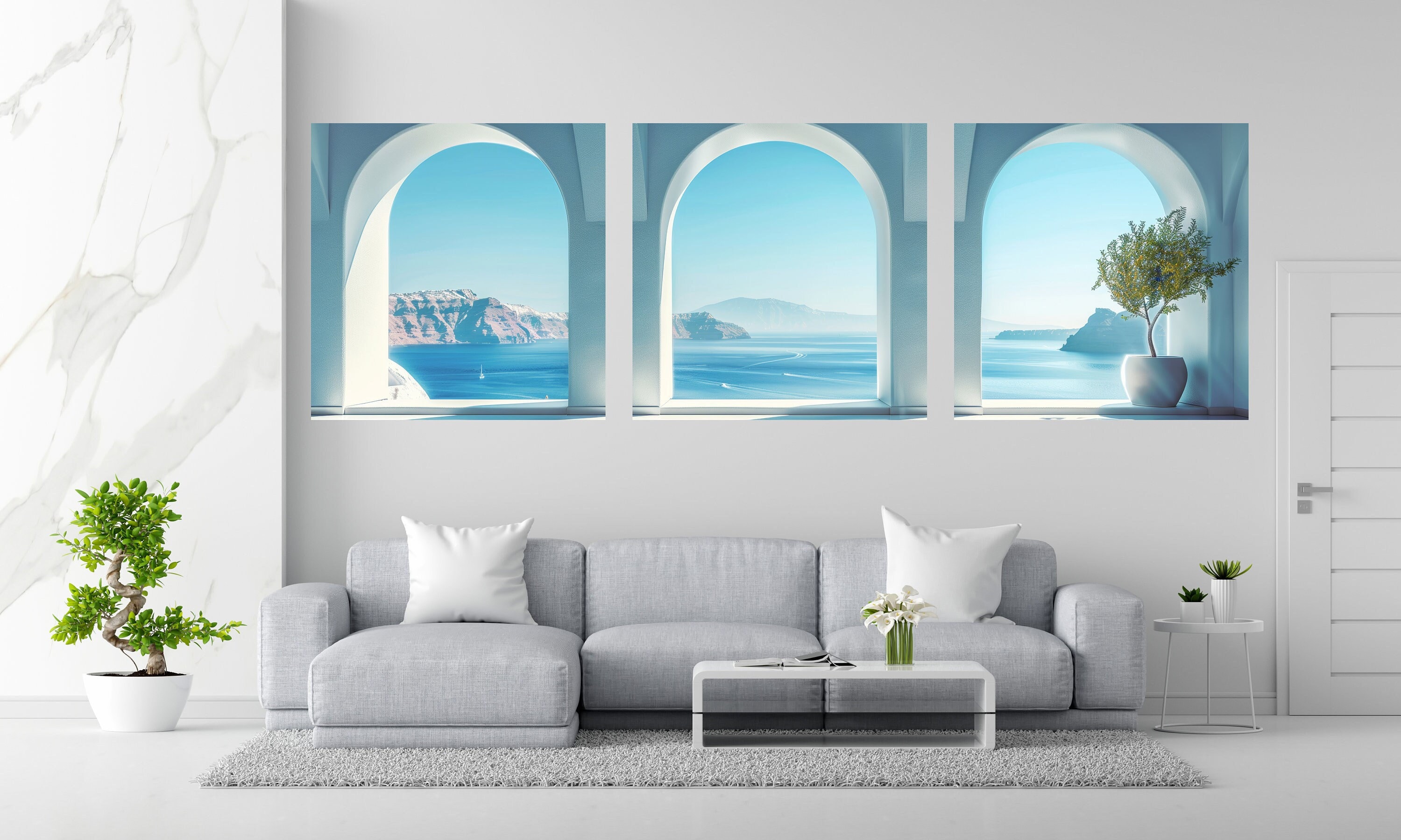 Arched Open Window Wall Art . Canvas Print With Scenic Sea View. Suny ...