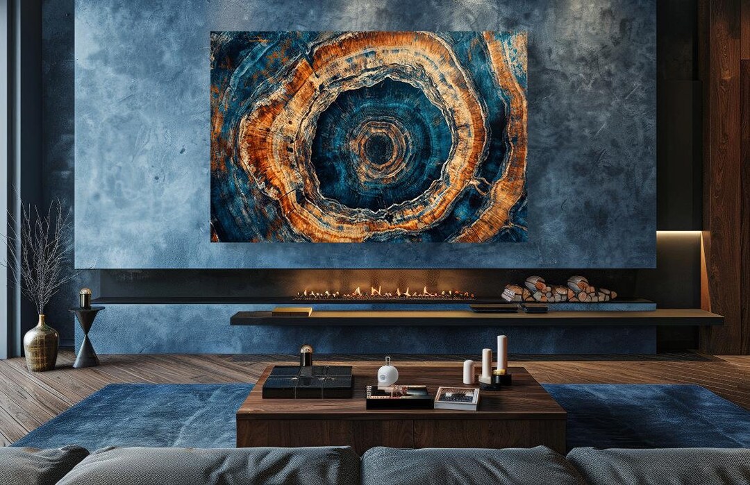 Wood Texture With Cracks, Poster. Wood Grain Patterns in Blue Brown ...