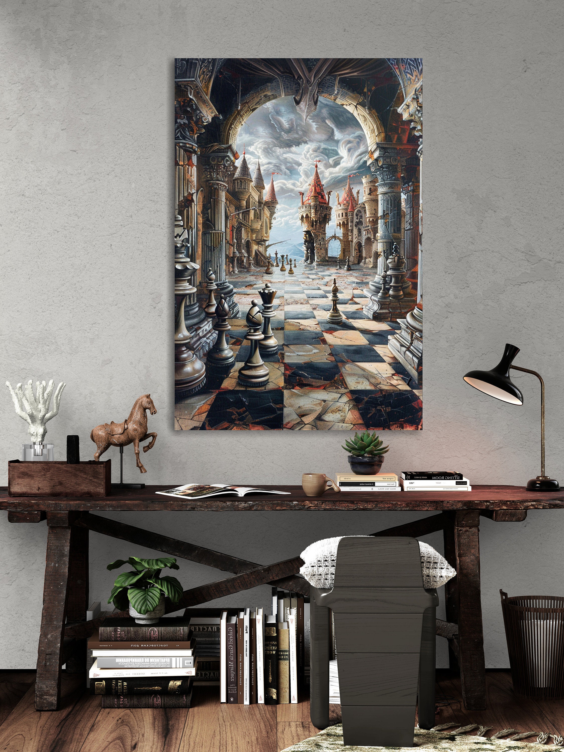 Surreal Paintings Game Chess Wall Art | Chess Fantasy World Large ...