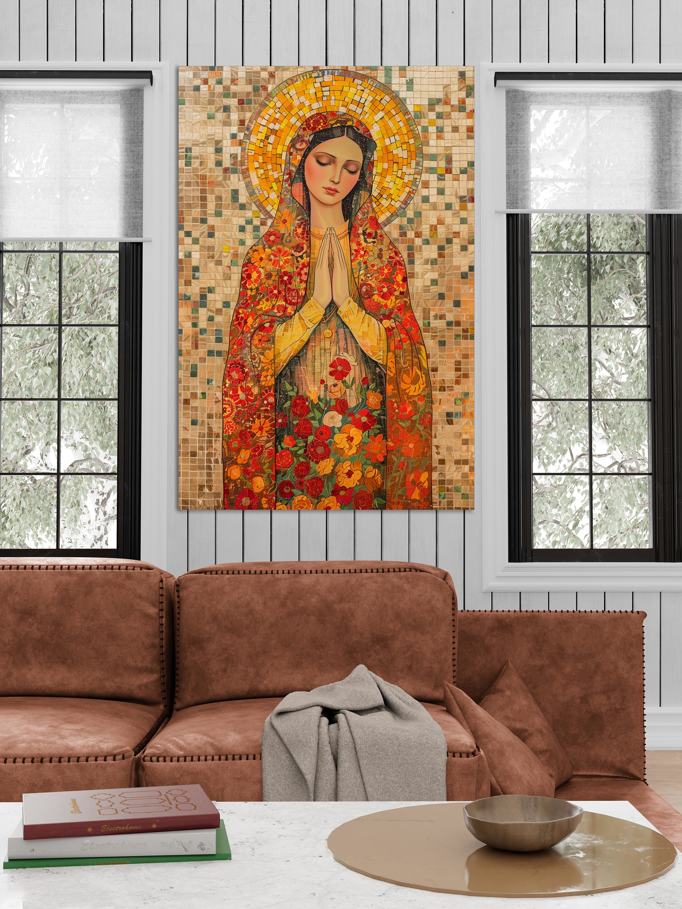 Blessed Virgin Mary Mosaiс Large Canvas | Christian Wall Decor | Poster ...