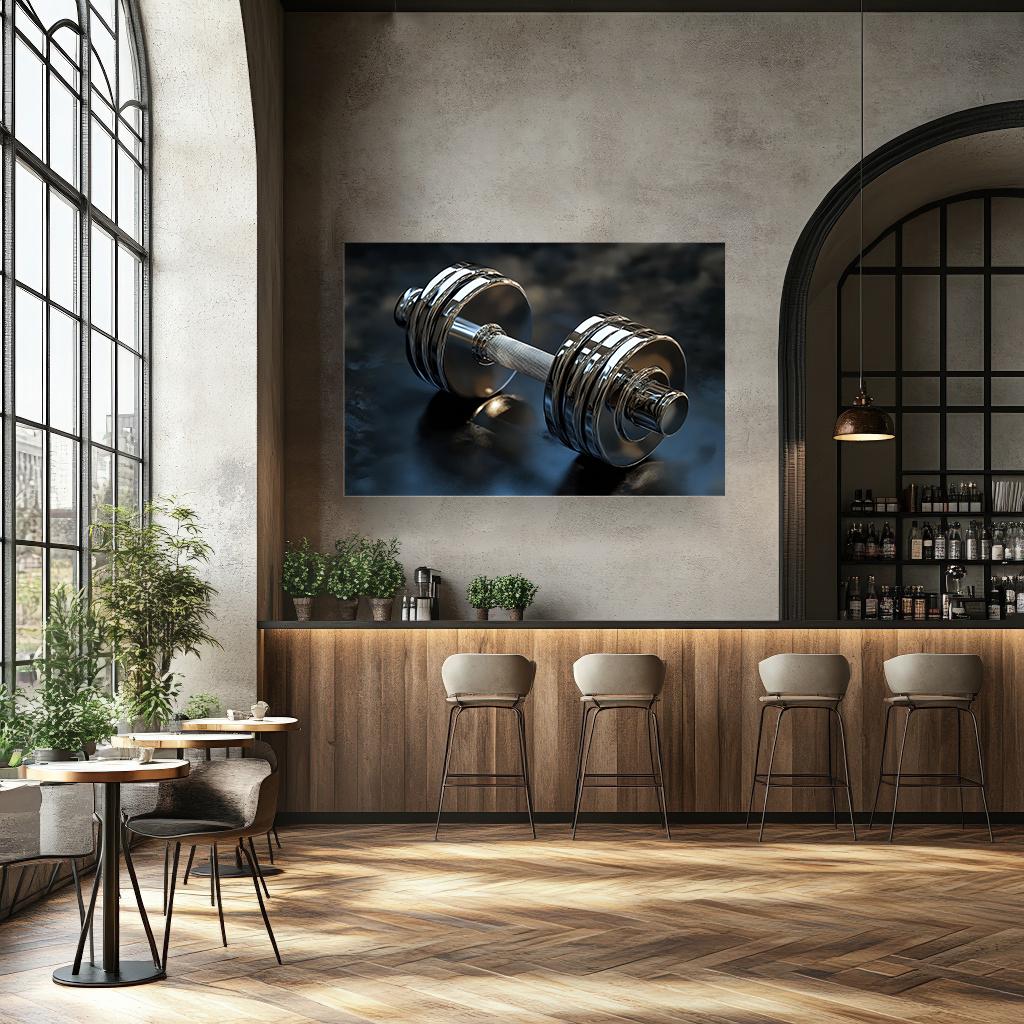 Metallic Dumbbell, Wall Art. Lifting Barbell, Canvas Print ...