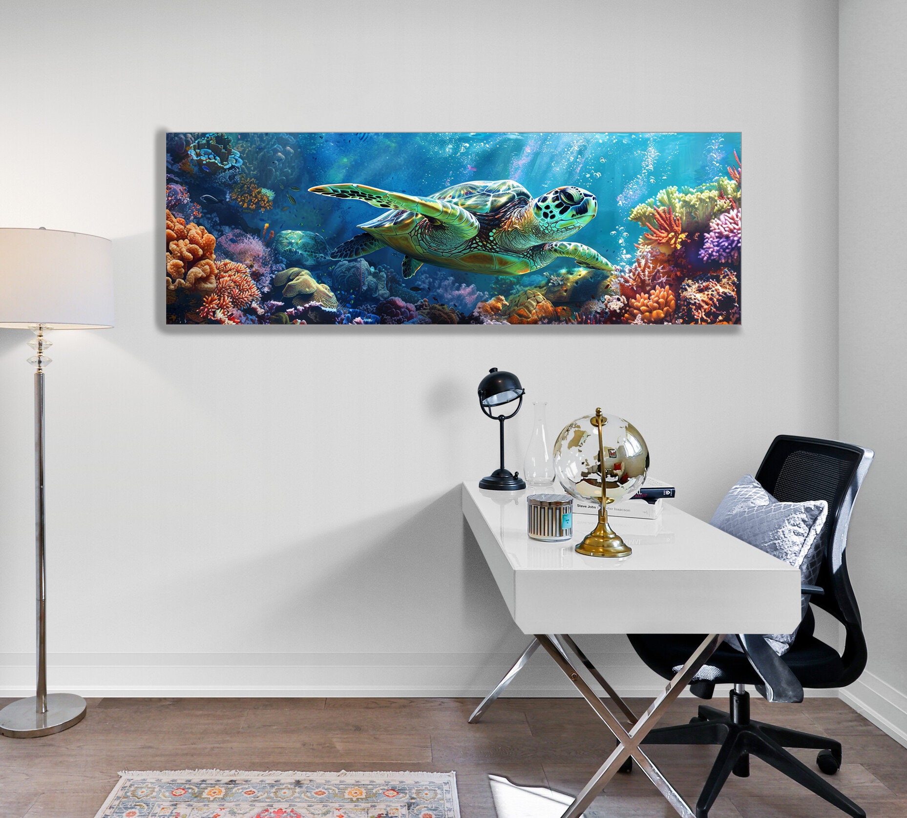 Sea Turtle Canvas Print, Ocean Wall Art, Animal Sea Life Painting ...