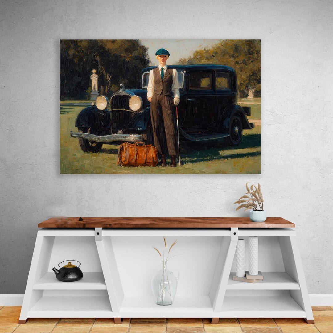 Vintage Driver & Classic Car Canvas Print | Retro Wall Art - Etsy