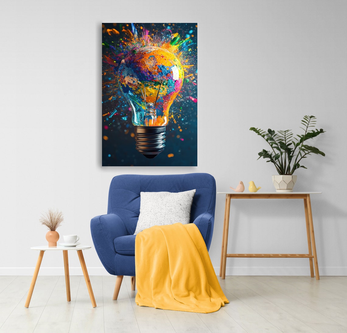 Light Bulb With Bright Splashes of Paint. Colorful Radiant Luminary ...