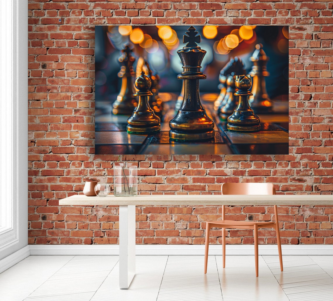 Game Chess Stylish Wall Art , Chess Large Canvas Print, Сhess Pieces on ...