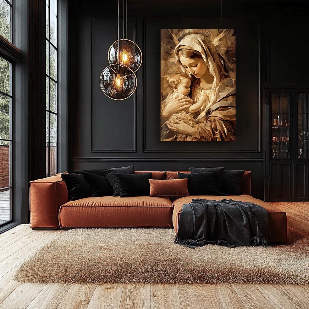 Blessed Virgin Mary Holding Jesus Christ, Religious Artwork. Saint ...