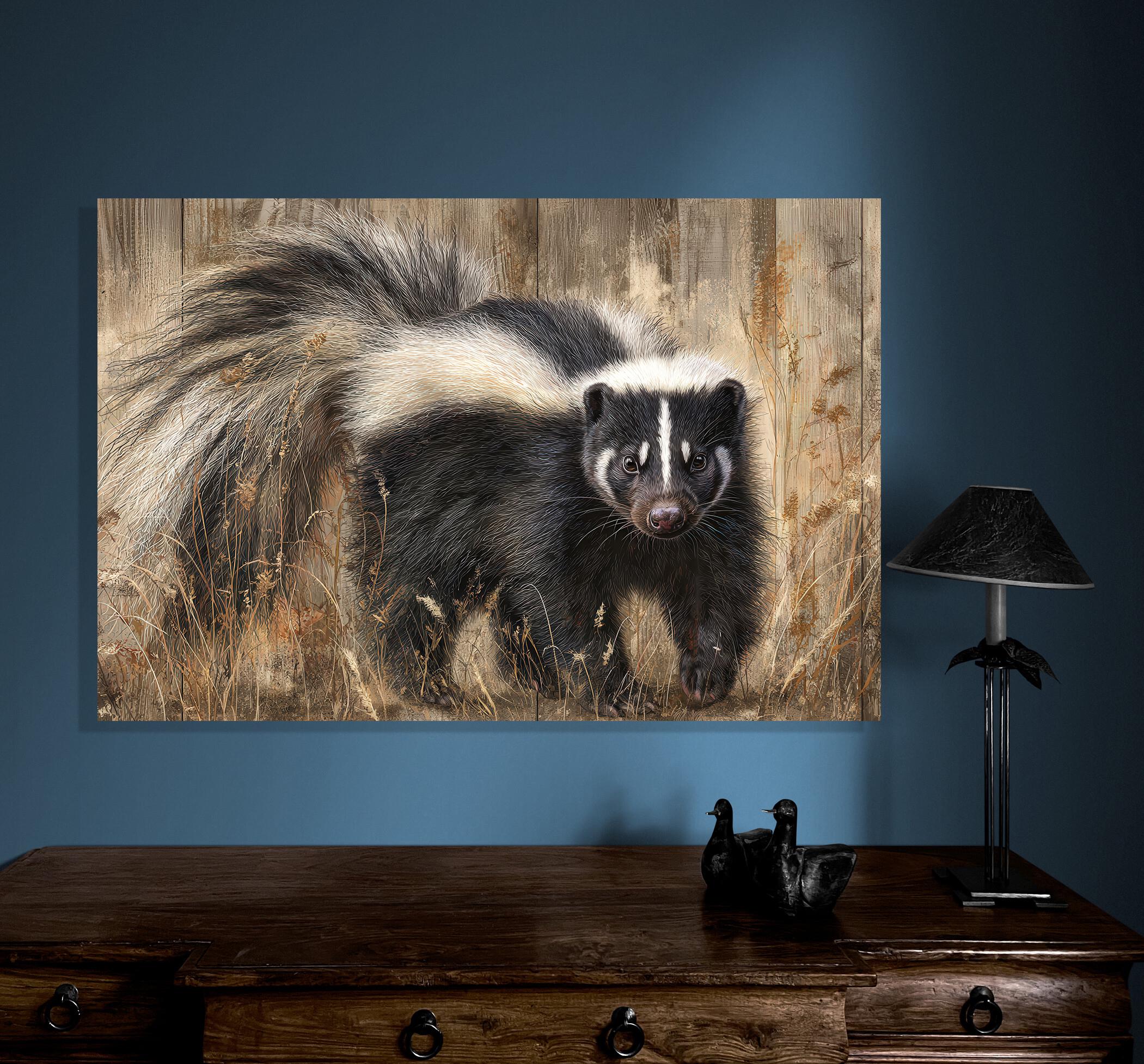 Realistic Skunk Canvas Wall Art – Rustic Wildlife Painting With ...