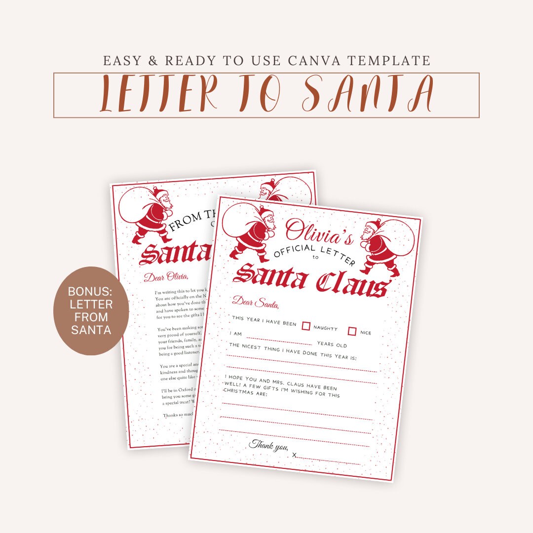 Editable Bundle Letter to Santa Letter From Santa Santa - Etsy