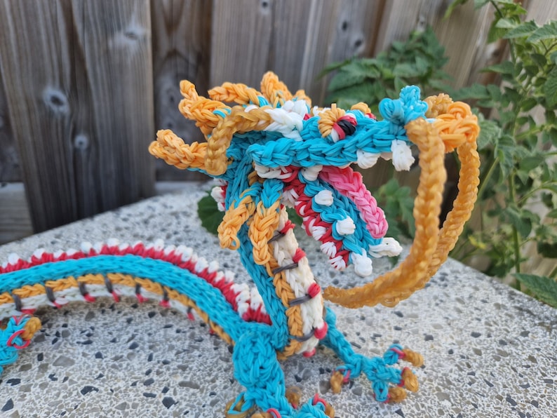 Rainbow Loom Blue Chinese Dragon - Etsy