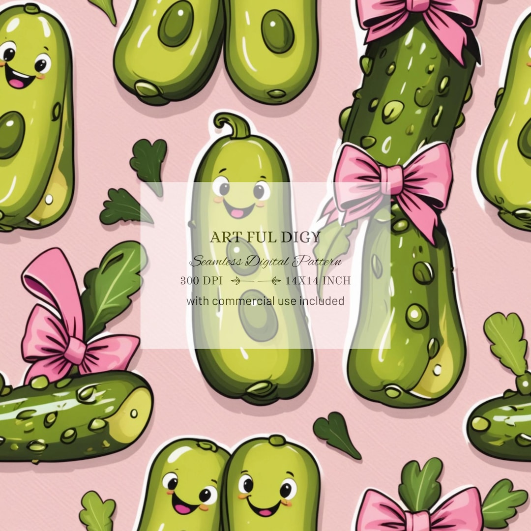 Seamless Pickle Pattern, Love Pickles, Pickles With Bows in PNG Format ...