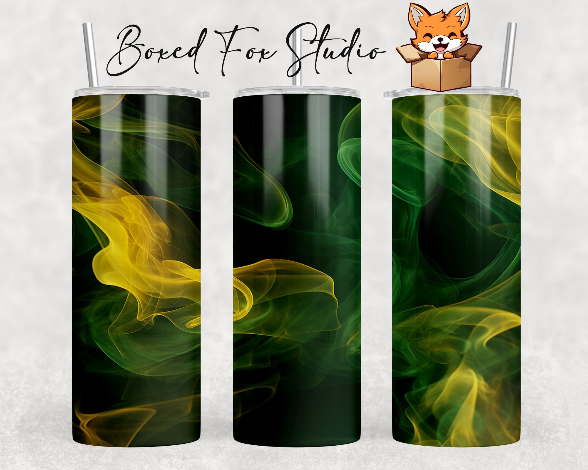 Green & Yellow Smoke Design 20oz Skinny Tumbler Wrap Seamless ...