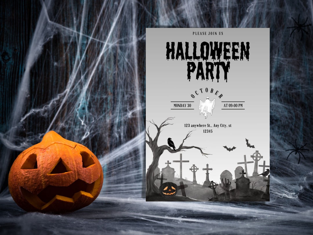 Editable Halloween Party Invitation Template - Spooky Invites - Instant ...