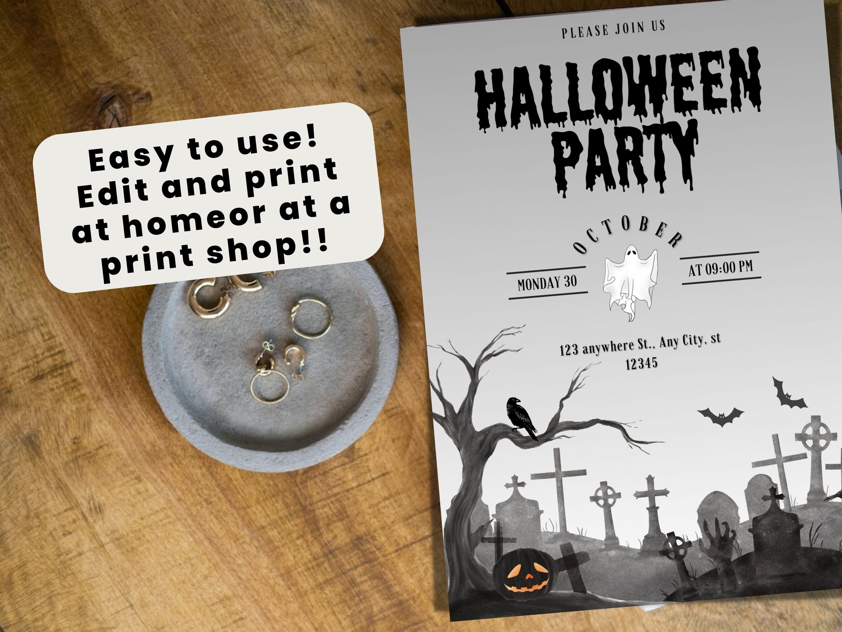 Editable Halloween Party Invitation Template - Spooky Invites - Instant ...