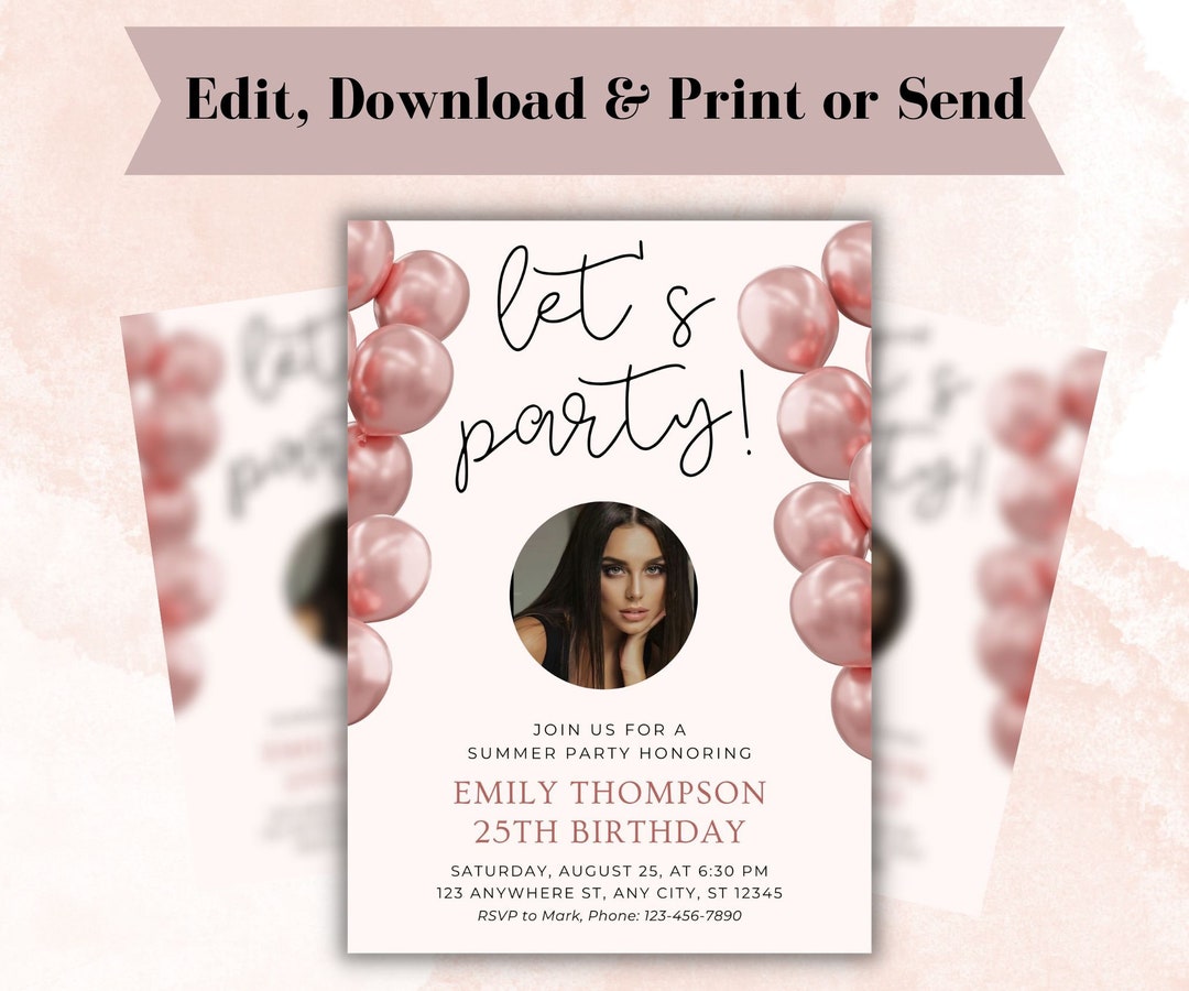 Birthday Invitation Template With Photo | Trendy Birthday Invitation ...