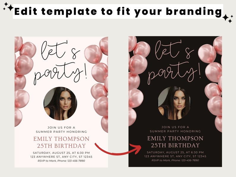 Birthday Invitation Template With Photo | Trendy Birthday Invitation ...