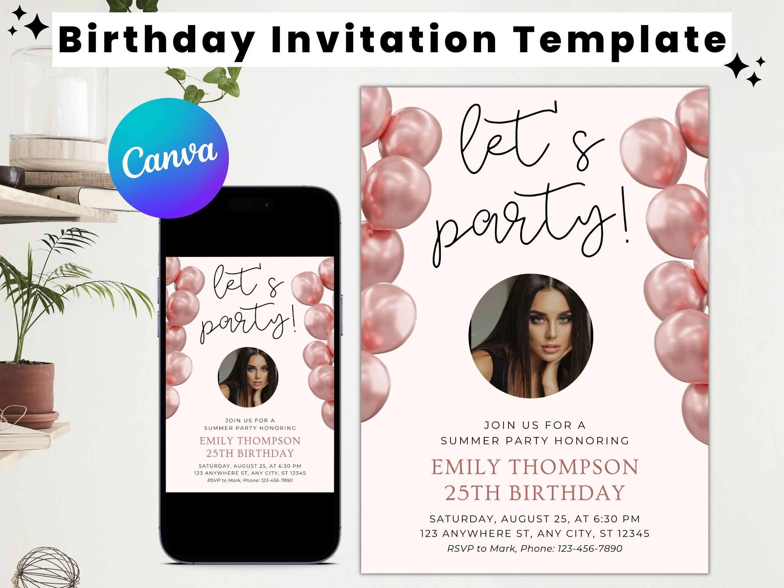 Birthday Invitation Template With Photo | Trendy Birthday Invitation ...