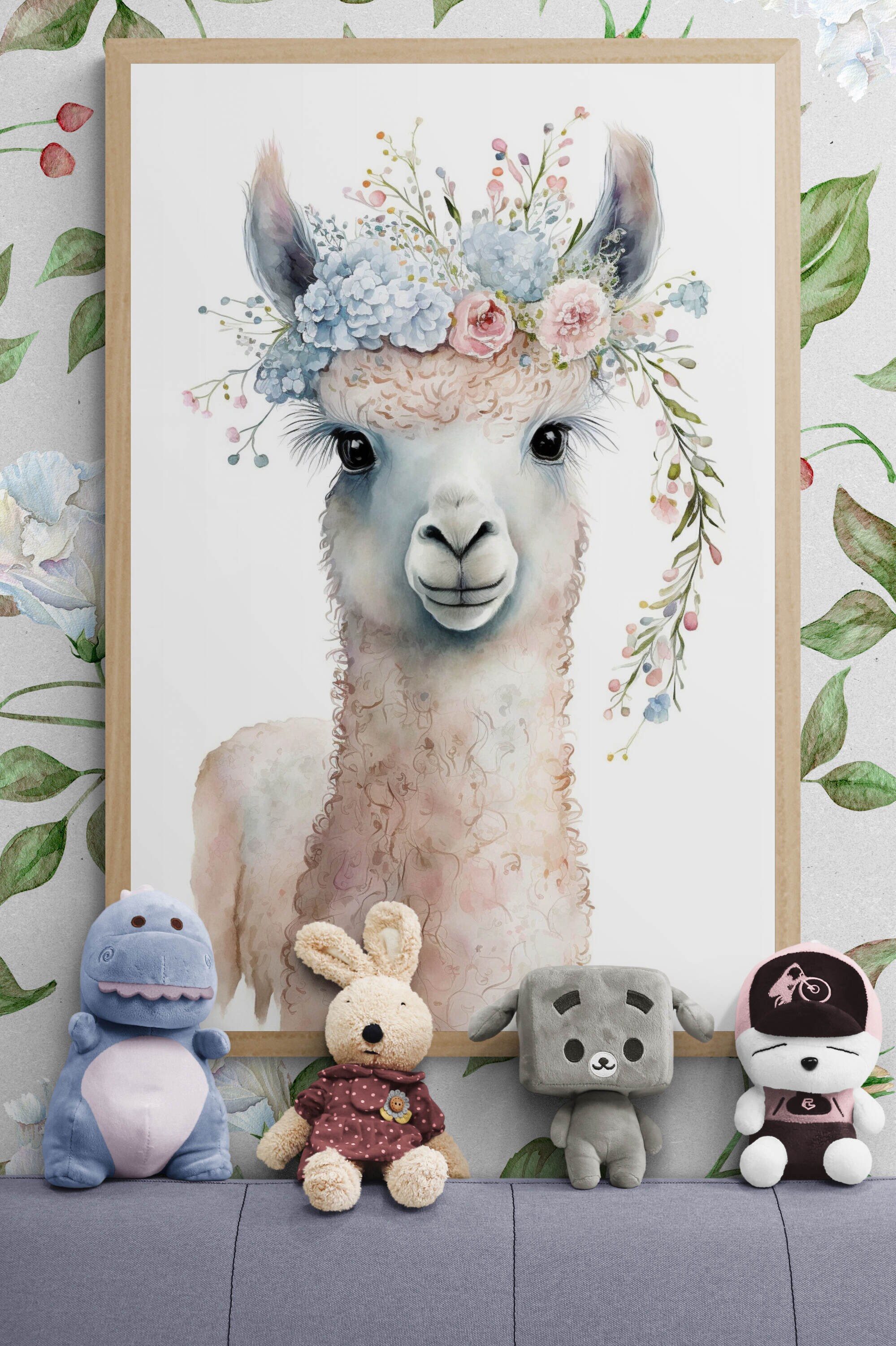 Light Llama Nursery Wall Art Décor, Nursery Art, Nursery Print, Cute ...