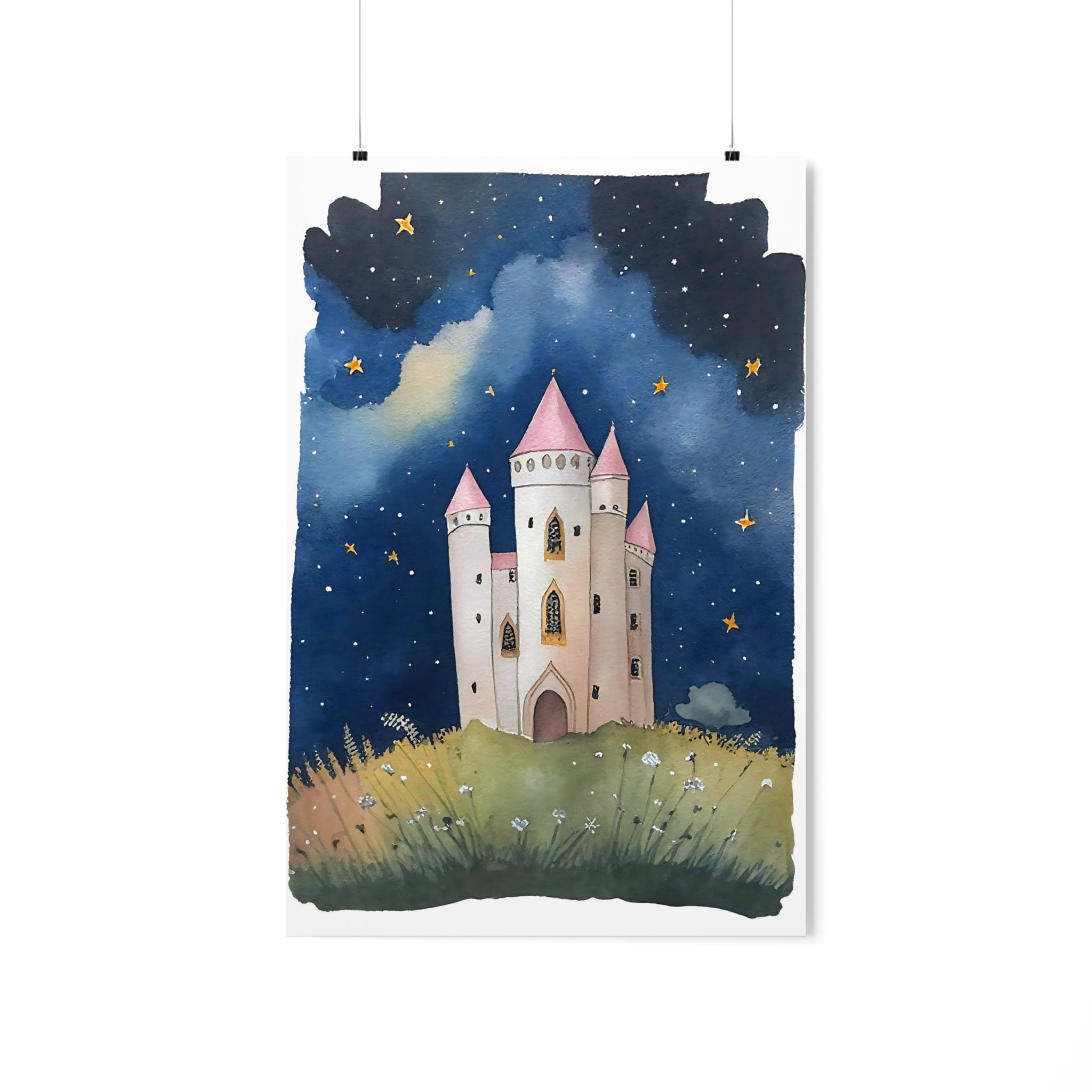 Fairytale Fantasy Art Castle Watercolor Poster for Nursery in - Etsy
