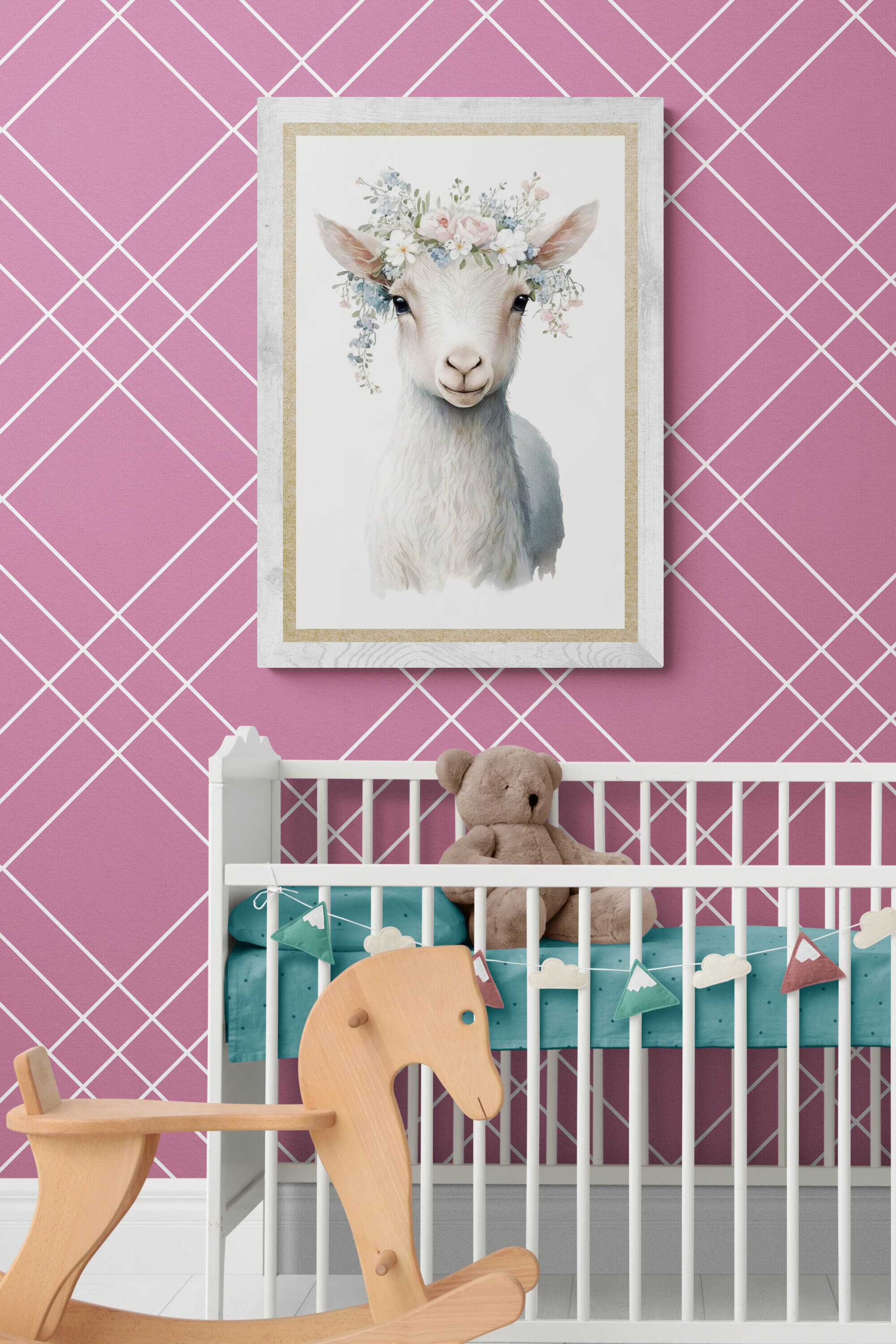 Light Goat Nursery Wall Art Décor, Nursery Art, Nursery Print, White ...