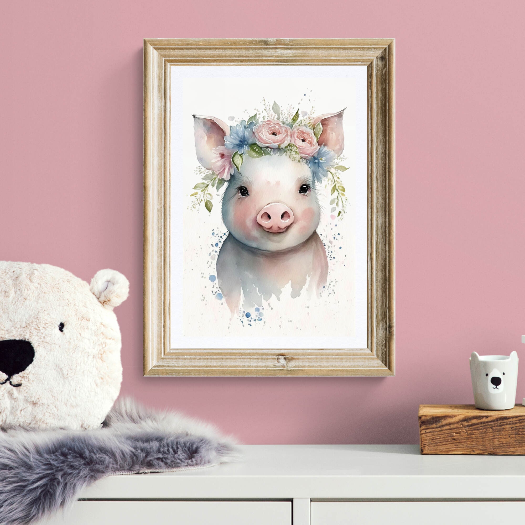 Light Piglet Nursery Wall Art Décor, Nursery Art, Nursery Print, Cute ...