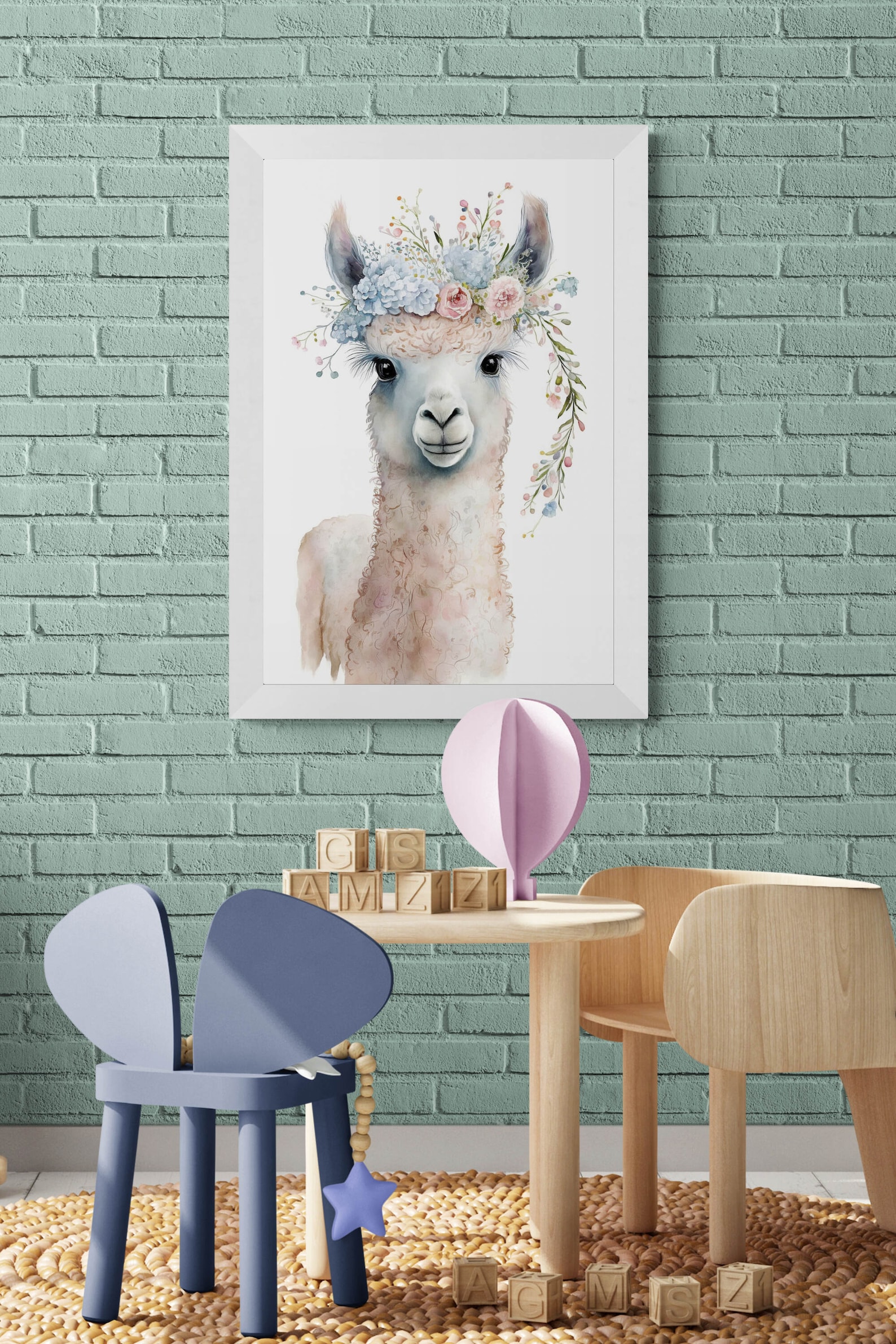 Light Llama Nursery Wall Art Décor, Nursery Art, Nursery Print, Cute ...