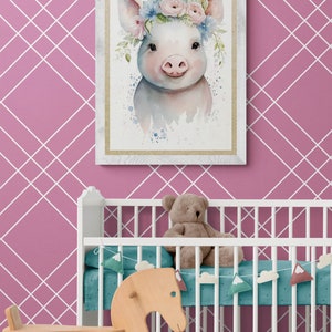 Light Piglet Nursery Wall Art Décor, Nursery Art, Nursery Print, Cute ...